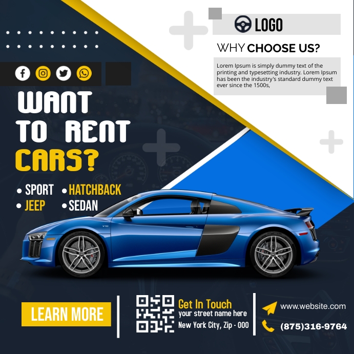 Want To Rent Cars Template | PosterMyWall