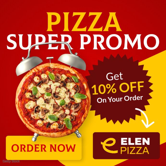 Modèle Warm Bold Pizza Promo Flyer – Joyful Red & Yellow Takeaway Ad ...