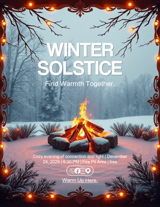 Plantilla de Warm Framed Bonfire Pit Earthy Snow Winter Flyer Template ...
