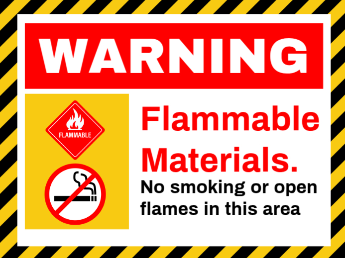 Plantilla de Warning Flammable Materials | PosterMyWall