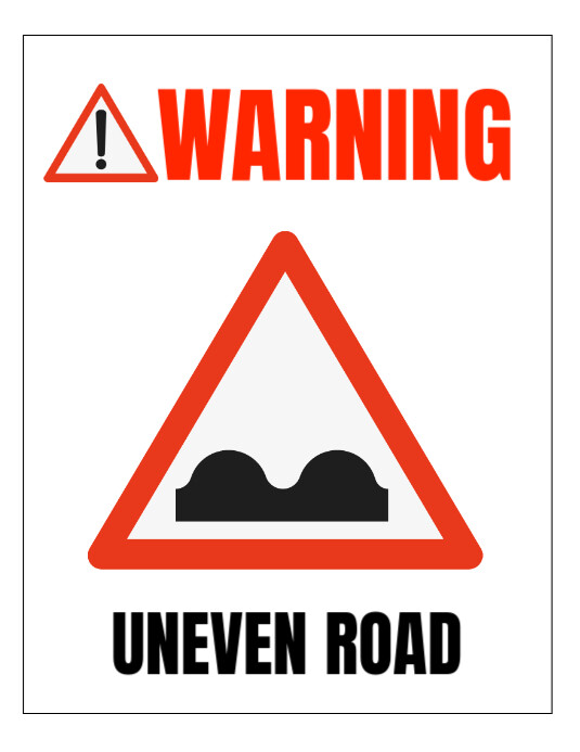 Warning Road Sign Uneven Road Template | PosterMyWall