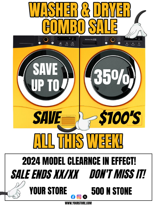 Washer Dryer Combo Sale Ad Flyer Template | PosterMyWall