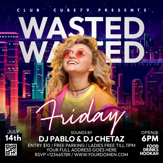 WASTED FRIDAY Template | PosterMyWall