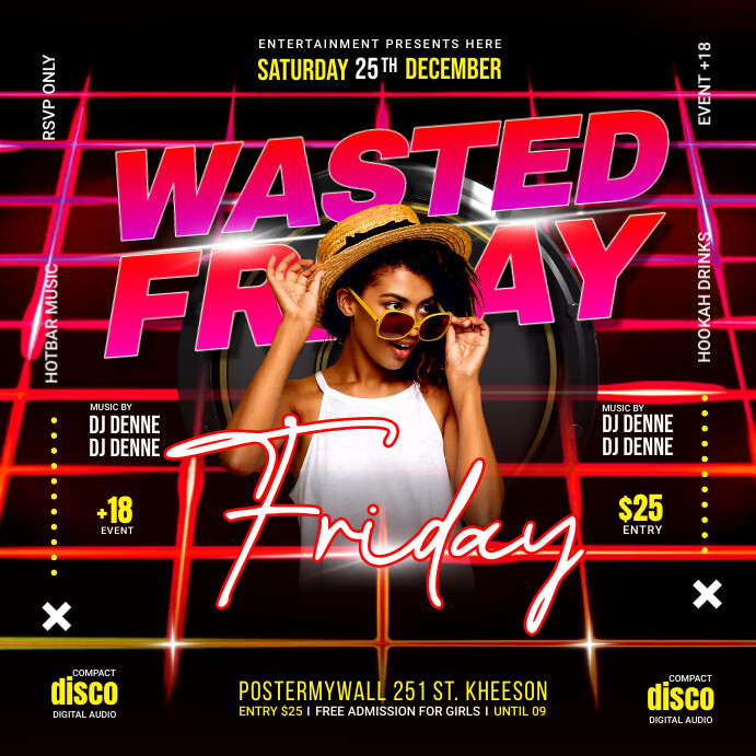 WASTED FRIDAY PARTY Template | PosterMyWall