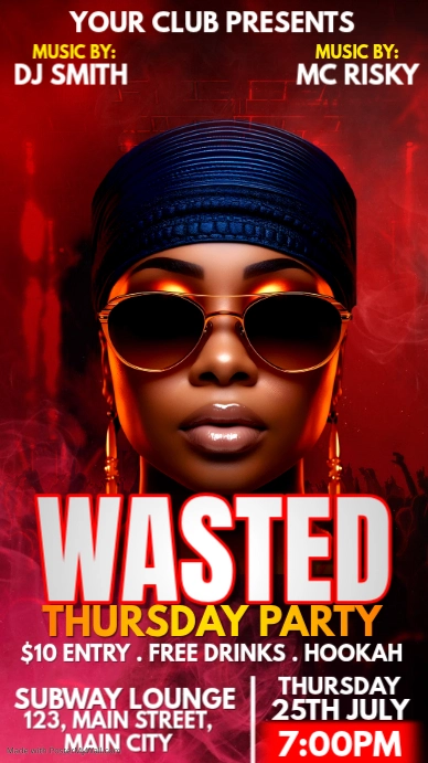 Plantilla de wasted night party | PosterMyWall