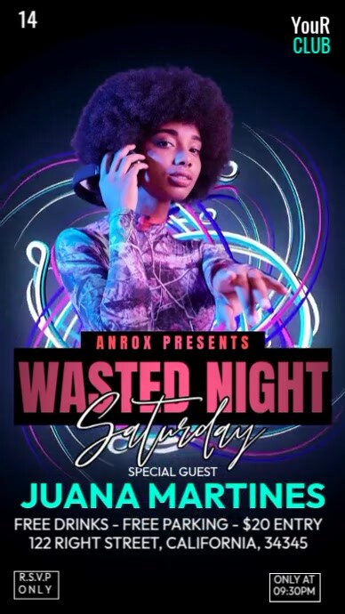 Copy of Wasted Night Saturday Video | PosterMyWall