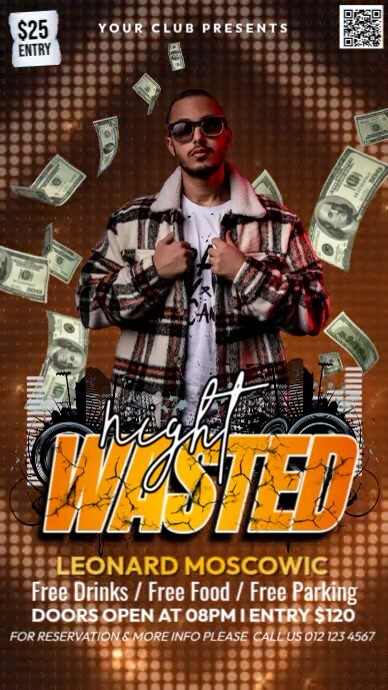 Plantilla de Wasted Night Video | PosterMyWall