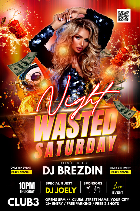 WASTED SATURDAY NIGHT Template | PosterMyWall