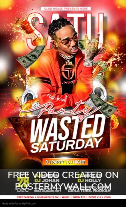 WASTED SATURDAY PARTY Template | PosterMyWall