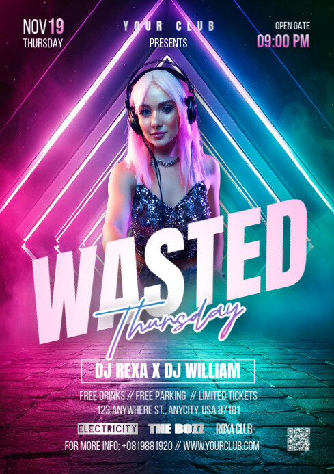 Wasted Thursday Party Event Poster Flyer Template | PosterMyWall