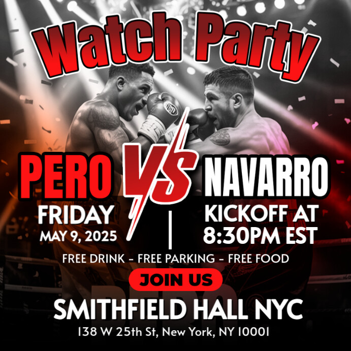 Watch Party Boxing Fight Match Dainier Pero Vs Cesar Navarro Template ...