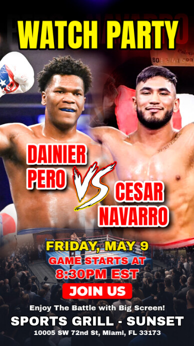 Copy of Watch Party Boxing Match Dainier Pero vs Cesar Navarro ...