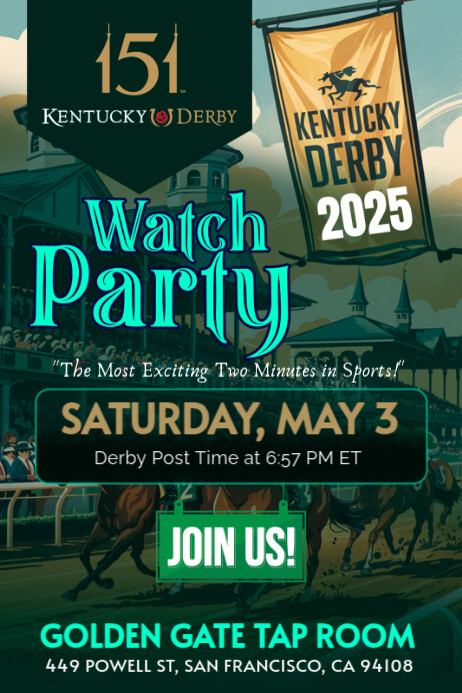 Watch Party Kentucky Derby 2025 Horse Racing Poster Template Design ...