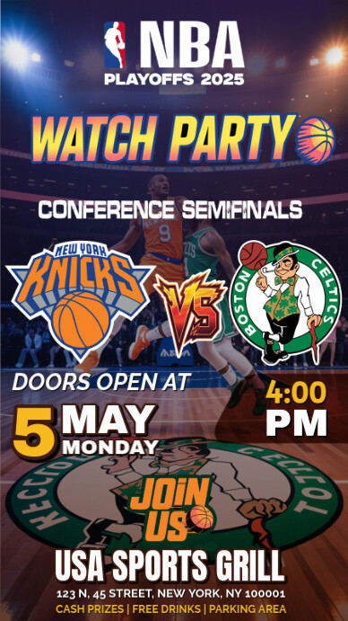 Watch Party NBA Playoffs 2025 Conferees Semifinal, New York Knicks Vs ...