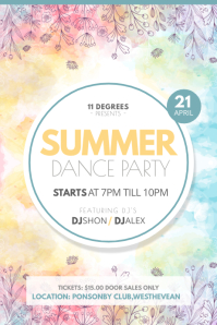 Watercolor Themed Summer Party Flyer Template | PosterMyWall