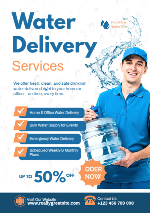 Plantilla de Water Delivery Services Poster Template – Clean Drinking ...