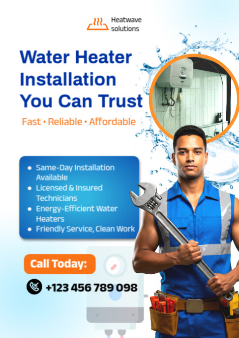 Copy of Water Heater Installation Services Poster Template ...