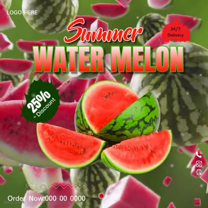 Water Melon Video Ads Template | PosterMyWall
