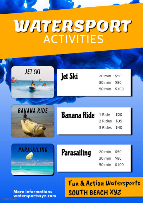 Copy of Water Sport Activity Beach Holiday Summer Ad | PosterMyWall