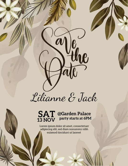 Watercolor boho wedding invitation template | PosterMyWall
