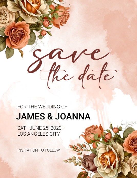 Copy of Watercolor Brown Wedding Save the Date | PosterMyWall