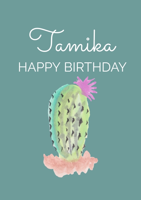 Watercolor Cactus Happy Birthday Card Template | PosterMyWall