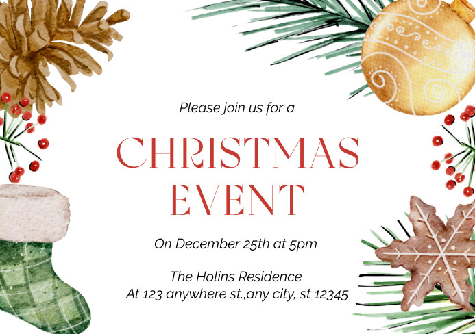 Copy of Watercolor Christmas Event Invitation Card | PosterMyWall