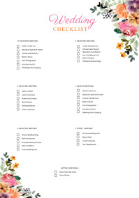 Green Floral Wedding Checklist Planner Template | PosterMyWall