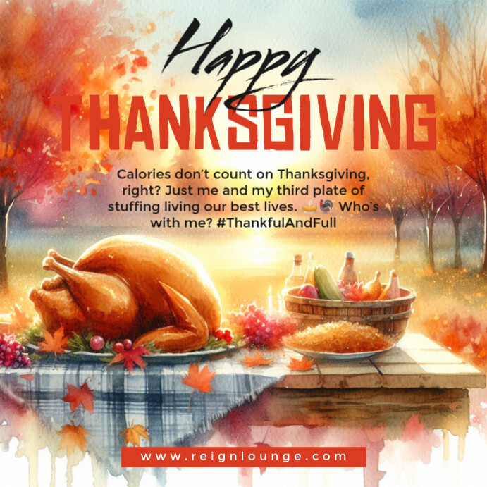 Watercolor Happy Thanksgiving Instagram Post Template | PosterMyWall