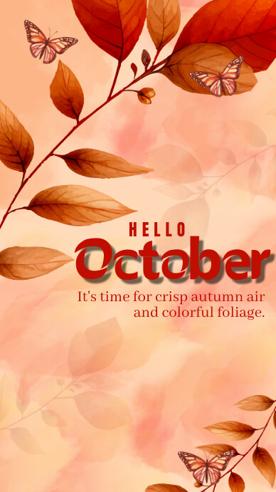Copy of Watercolor Hello October Instagram Story | PosterMyWall