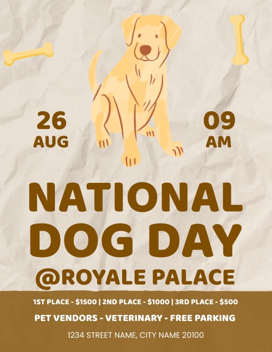 Watercolor Illustrated National Dog Day Event Template | PosterMyWall