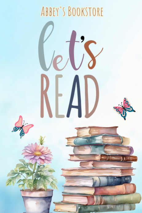 Copy of Watercolor Pastel Reading Bookstore Ad Poster | PosterMyWall