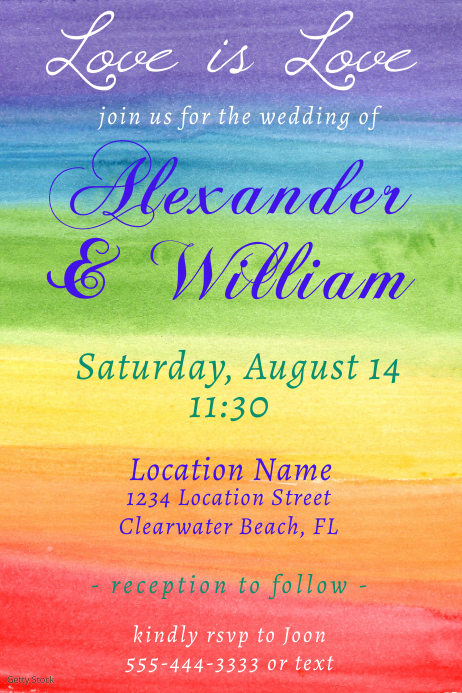 Watercolor Pride Wedding Invitation Template | PosterMyWall