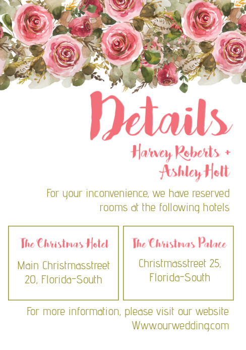 Watercolor wedding detail card design Template | PosterMyWall