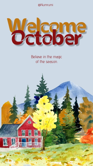 Plantilla de Watercolor Welcome October Instagram Story | PosterMyWall
