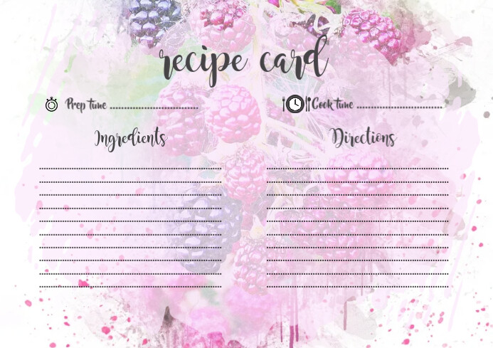 Watercolour Recipe Card Template | PosterMyWall
