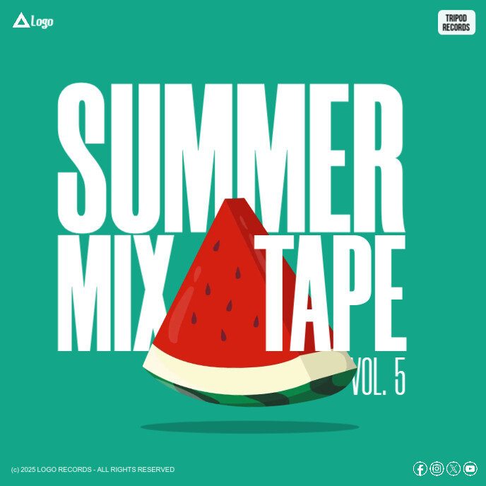 Copy of Watermellon Illustration Summer Mix Tape Album Cover Template ...