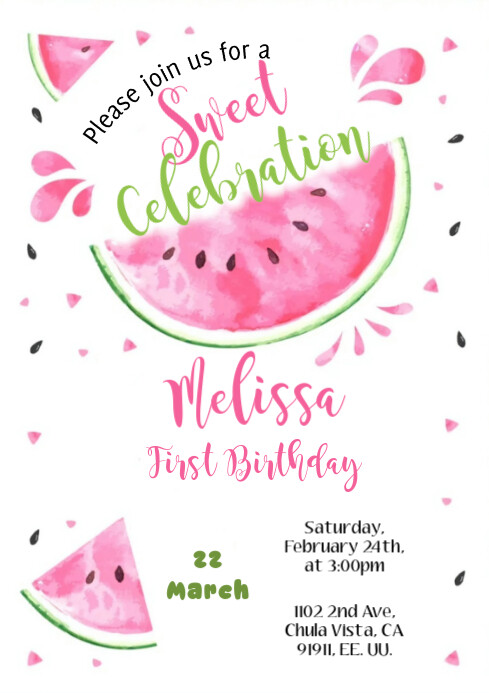 Watermelon birthday invitation Template | PosterMyWall