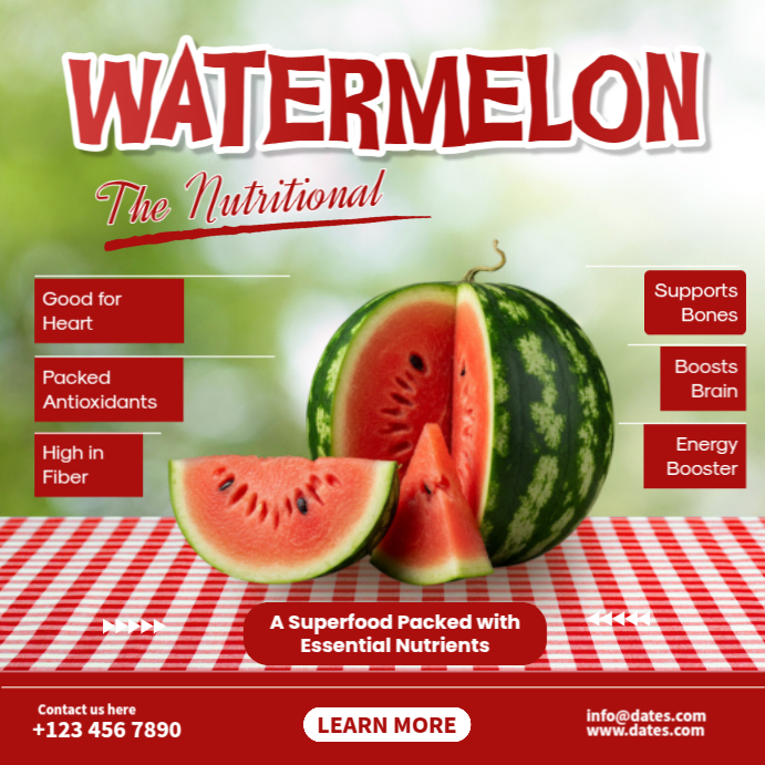 watermelon health benefits Template | PosterMyWall