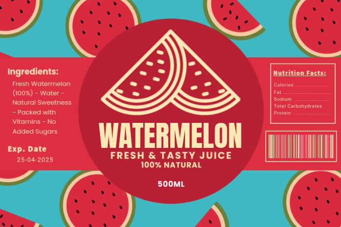 WaterMelon Juice Label Template | PosterMyWall