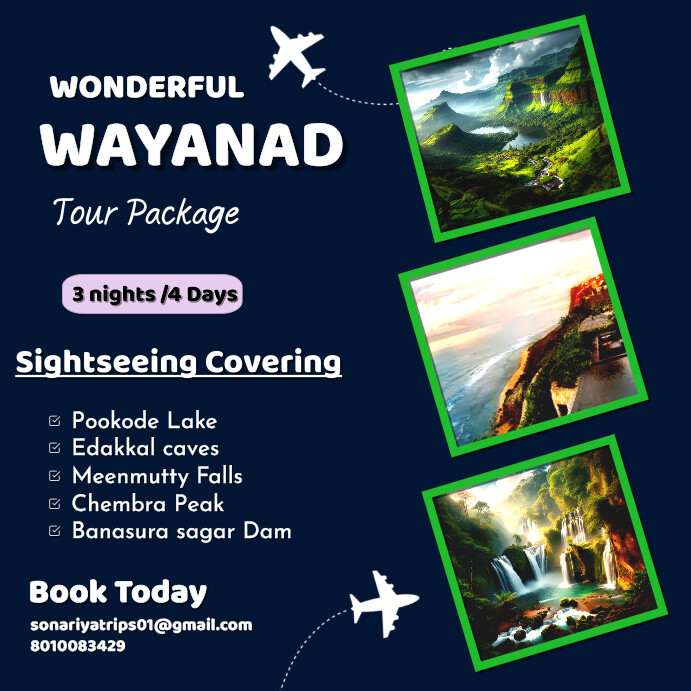 wayanad holiday poster tour package Template | PosterMyWall