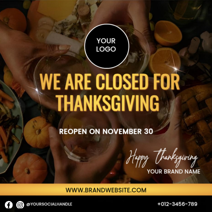 Plantilla de We’re Closed for Thanksgiving – Editable Instagram Post ...