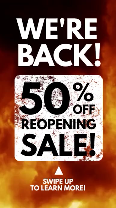 We're back 50% off reopening sale story Template | PosterMyWall