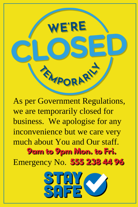 We're Closed Temporarily Template | PosterMyWall