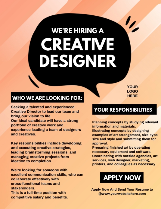 Copy of We're Hiring a Creative Director Poster | PosterMyWall