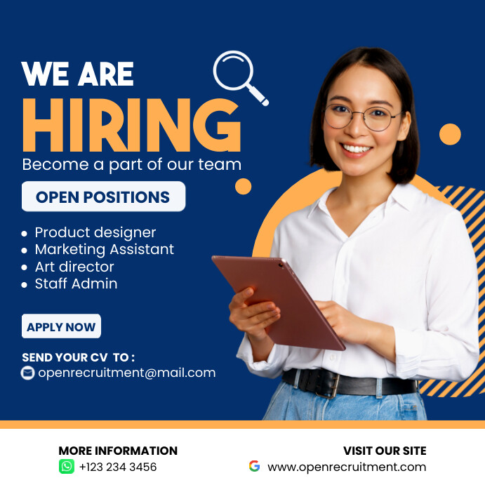 We're Hiring Flyer Instagram Post Template | PosterMyWall