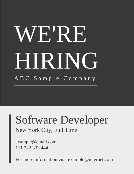 We're Hiring Flyer Minimalist Template | PosterMyWall