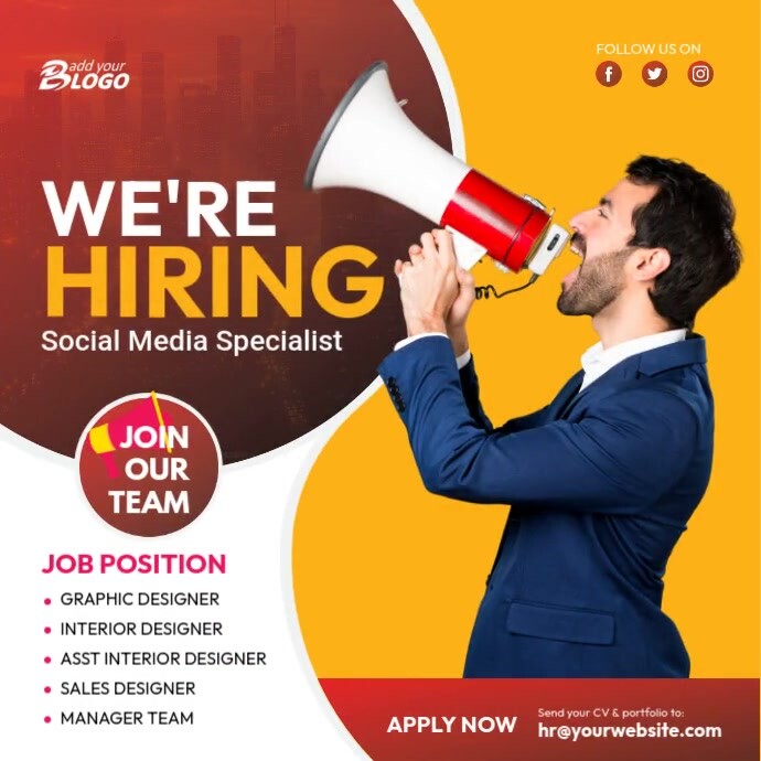 We're Hiring Instagram Post Template | PosterMyWall