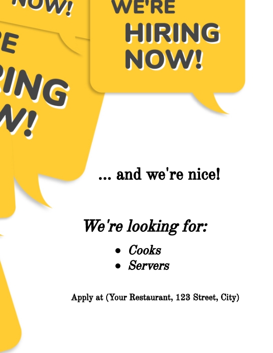 We're hiring now! Template | PosterMyWall