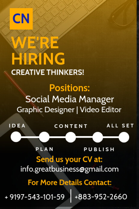 We're Hiring Poster Template | PosterMyWall